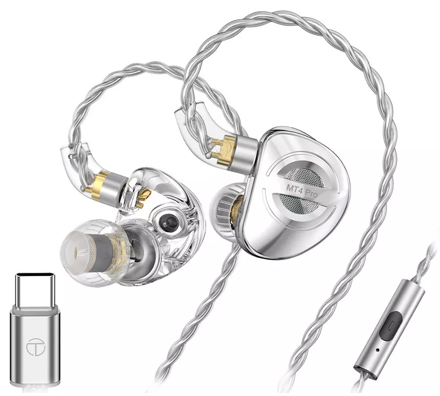 Купить наушники TRN MT4 Pro с микрофоном (Type-C) (серебристый) в ...